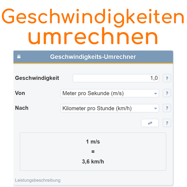 Geschwindigkeiten Umrechnen Km h MPS Knoten